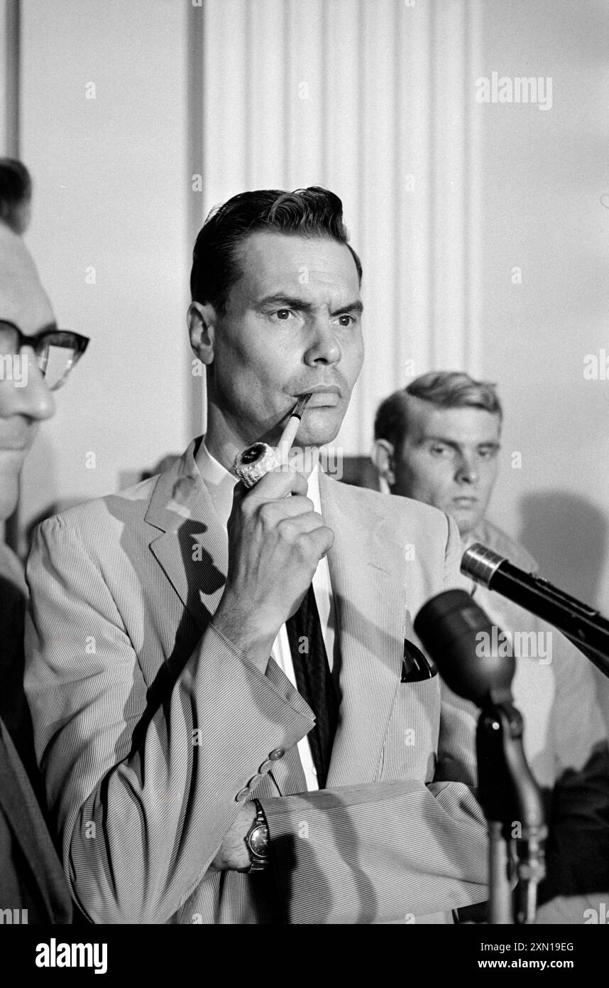 American Neo-Nazi politician George Lincoln Rockwell, at hearing of ...
