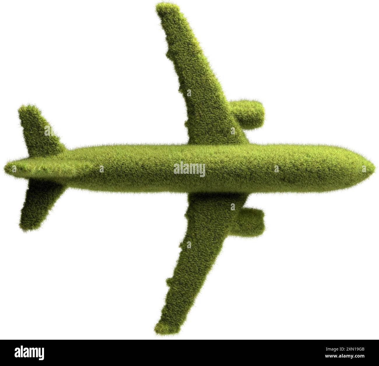 A green passenger aircraft covered with grass. Concept for zero ...