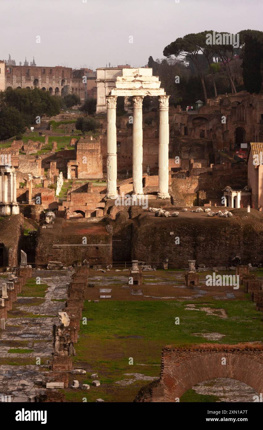 Temple of Castor and Pollux in the Roman forum in Rome in Italy in ...