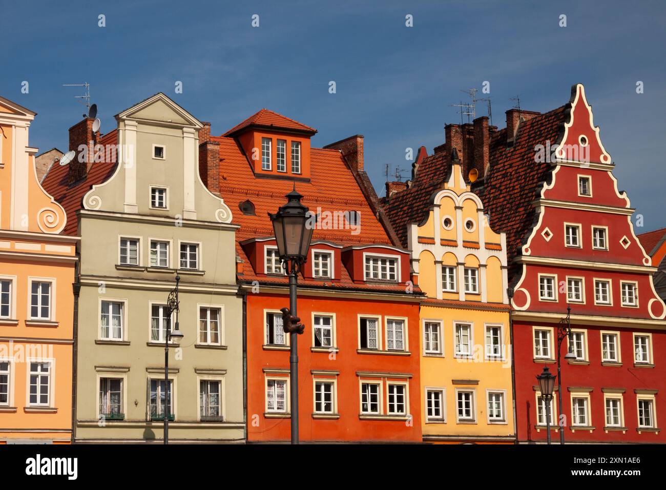 Colorful gabled houses on Salt market square in the old town of Wroclaw ...