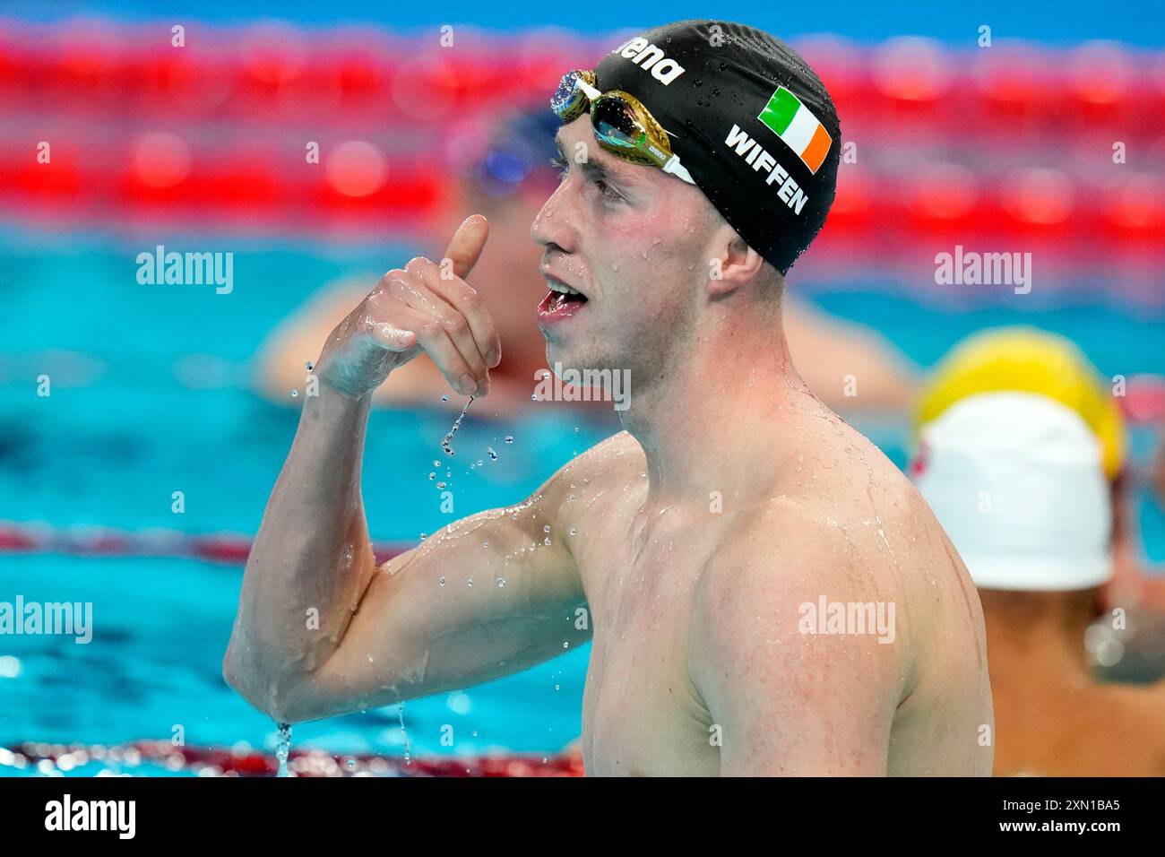 Daniel Wiffen, of Ireland, reacts after winning the men's 800-meter ...