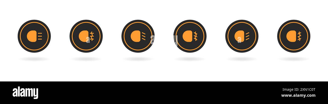 Car low beam and high beam icon set vector. Set of car light logos ...