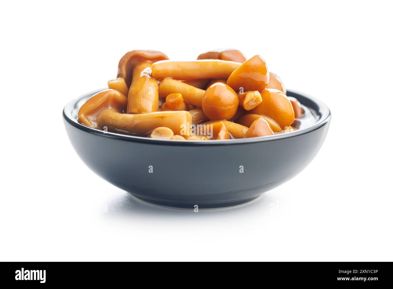 Pickled nameko mushrooms.Traditional japanese mushrooms in bowl ...