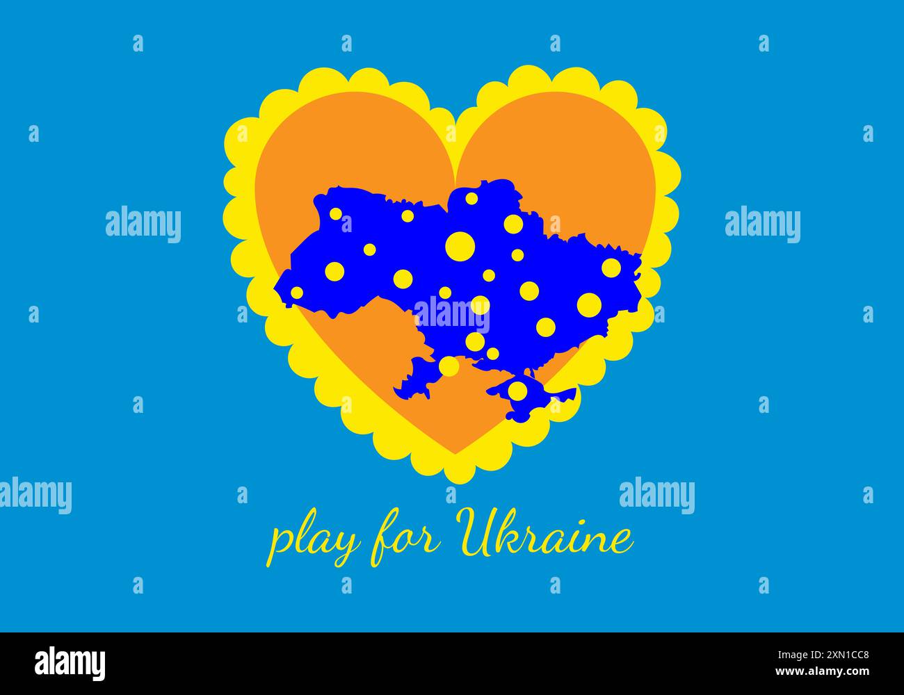 Ukraine in the heart. Associative illustration of peace, love and ...
