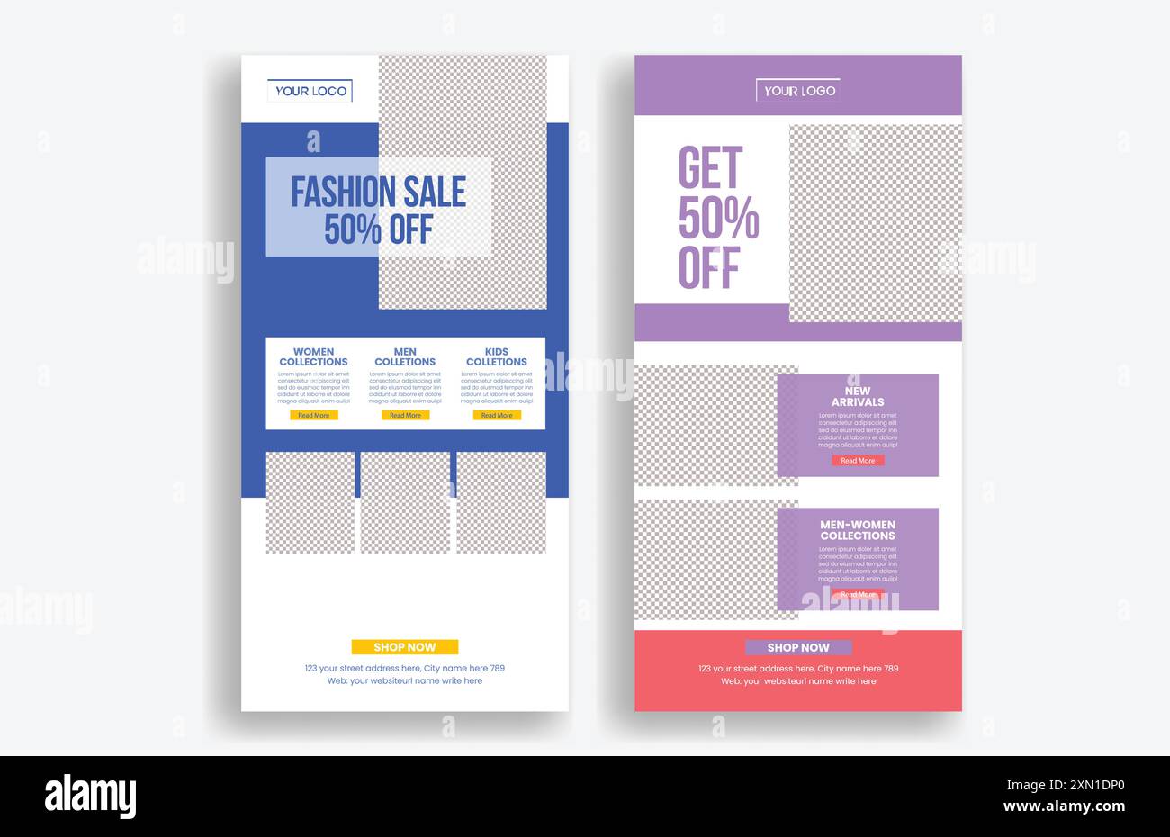 set of e-commerce email newsletter templates for retail sale web page ...