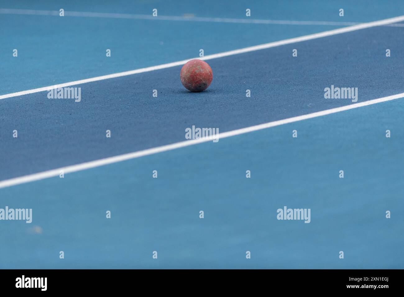 Shot put prepared for competition. Track and field background ...