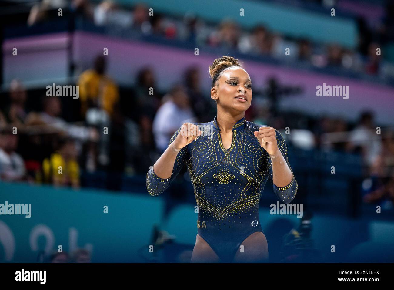 ANDRADE Rebeca (Brasilien) am Schwebebalken, FRA, Olympische Spiele ...