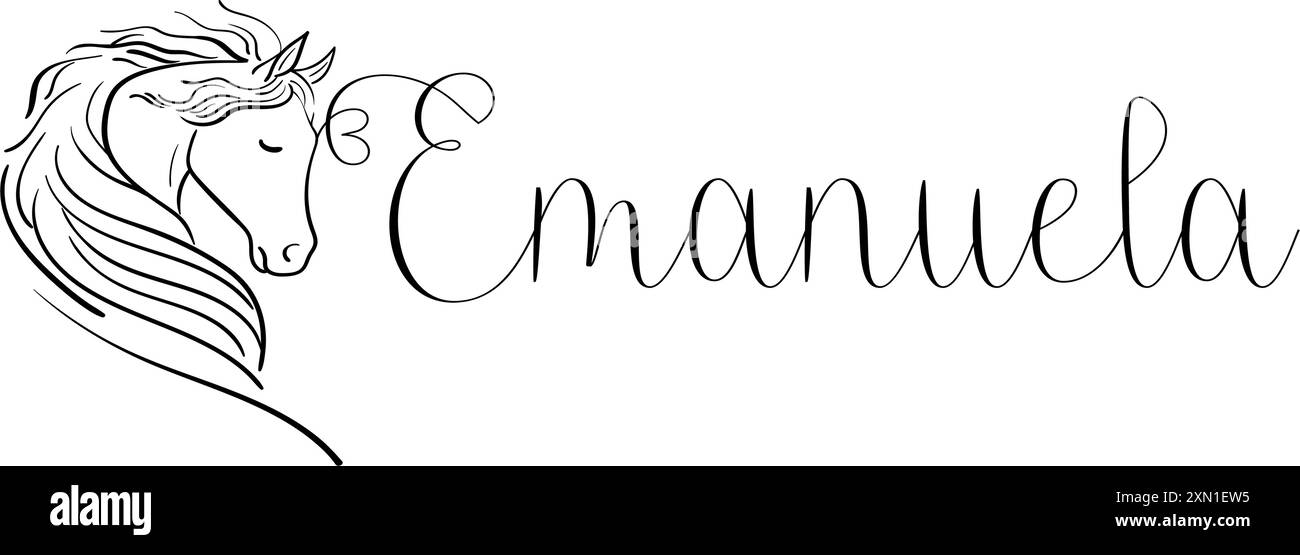 Emanuela - black color - name written - vector graphics with stylized ...