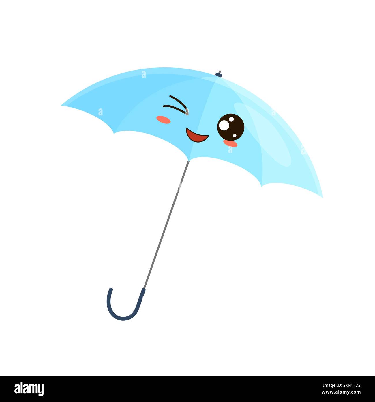 Cute blue happy umbrella character winking and smiling vector ...