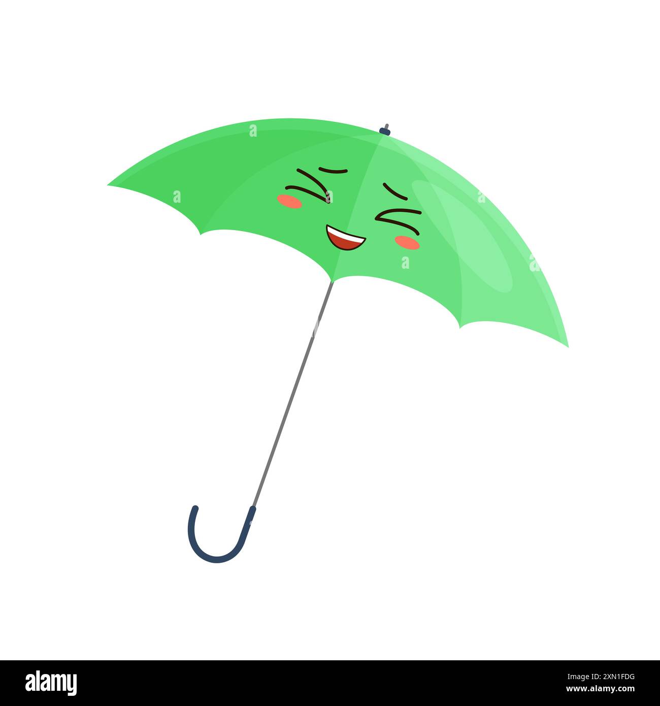 Cute green happy umbrella character laughing with eyes closed vector ...