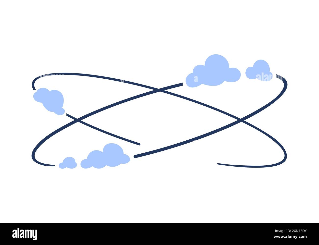 Icon of vertigo and stress with blue clouds spinning in line orbit ...