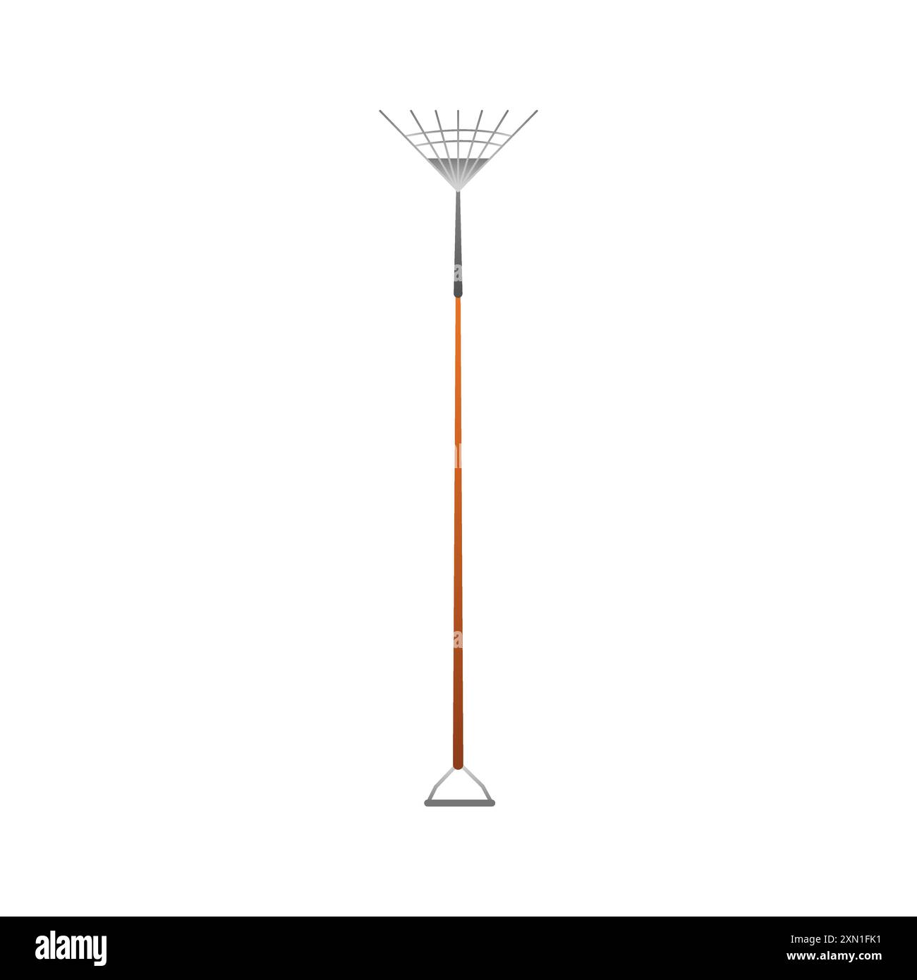 Garden rake with wooden handle and metal teeth to collect leaves vector ...