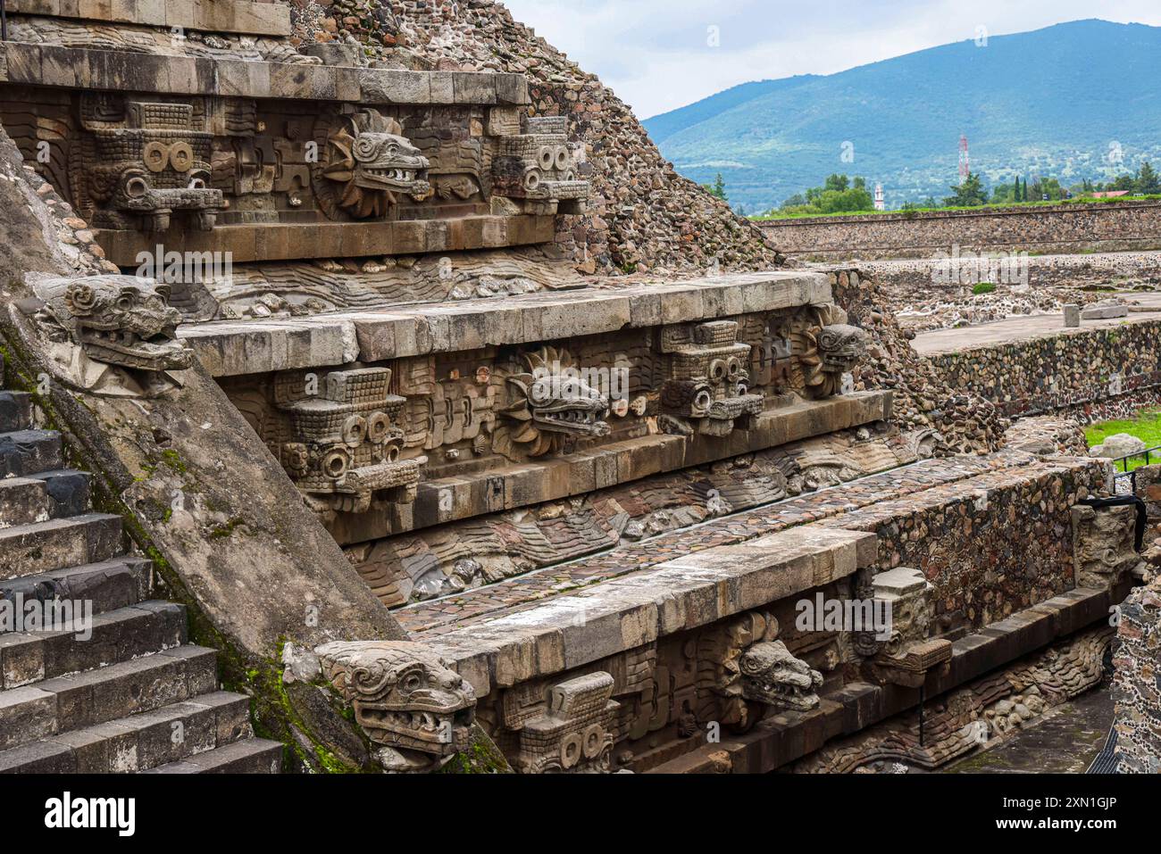Pyramid of the Feathered Serpent or Quetzalcoatl in the archaeological ...