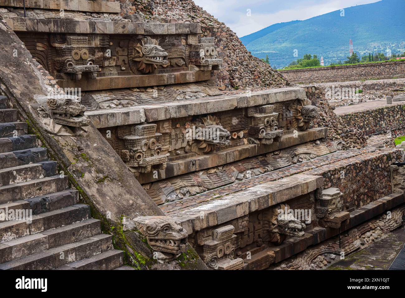 Pyramid of the Feathered Serpent or Quetzalcoatl in the archaeological ...
