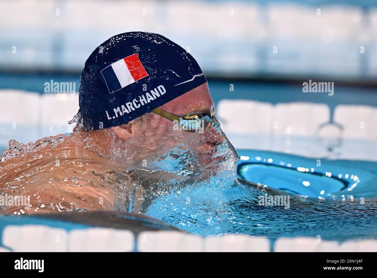 Paris, France. 30th July, 2024. French swimmer Léon Marchand during the ...