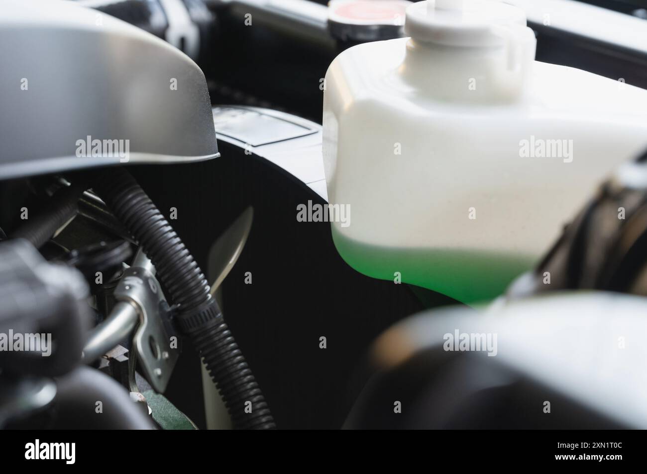 Car engine cooling system with fan and liquid close up view Stock Photo ...