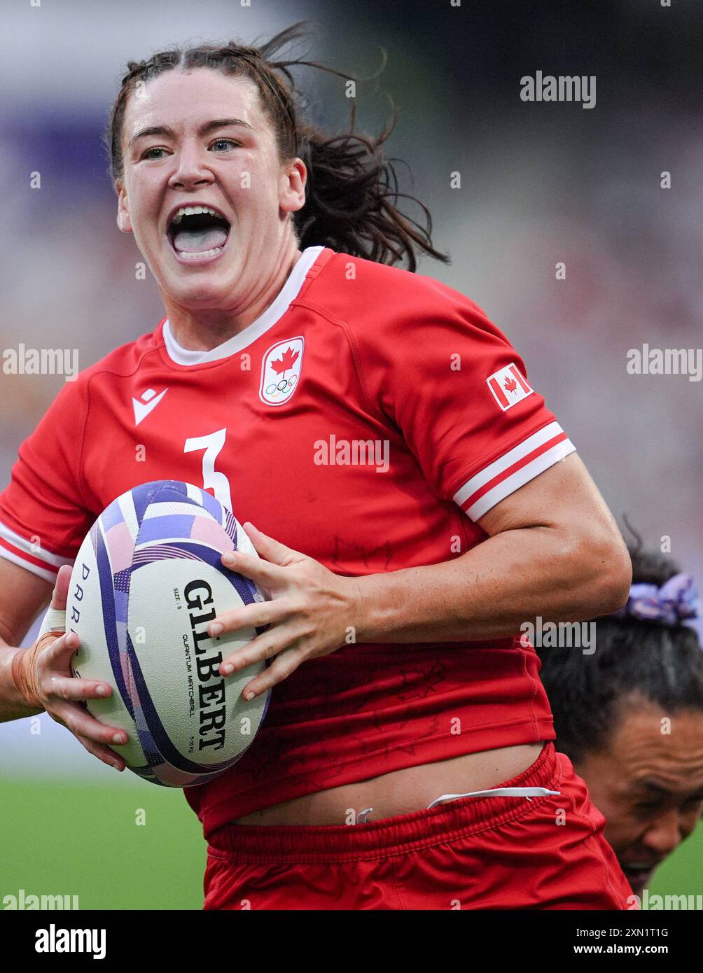 Paris, France. 30th July, 2024. Alysha Corrigan of team Canada launches ...
