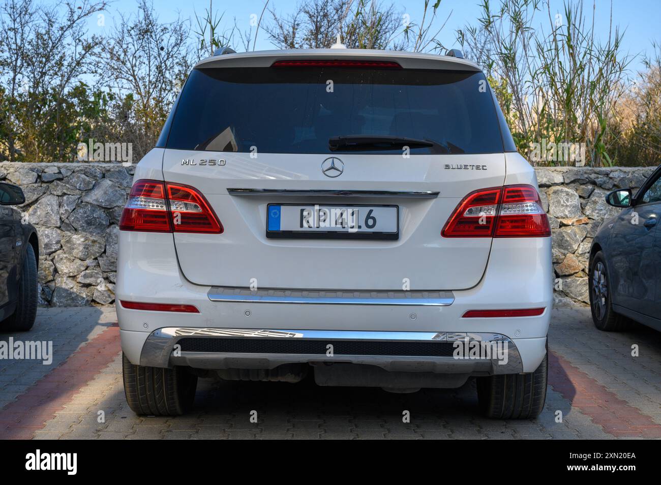 Gaziveren Cyprus 07.20.2024 New Mercedes ML stopped on a road. This is ...