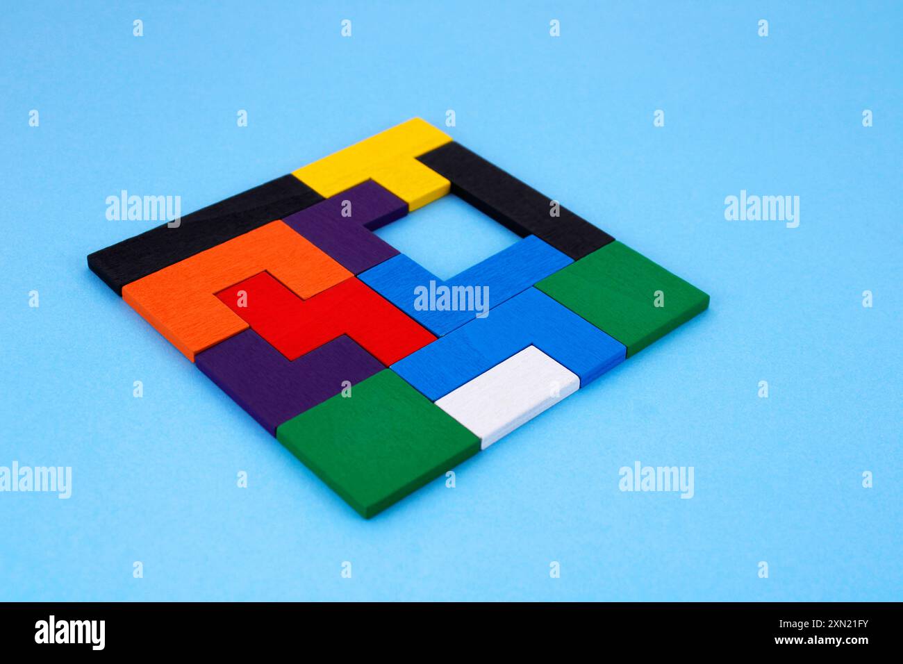 Empty space inside a square made of colorful puzzle pieces Stock Photo ...