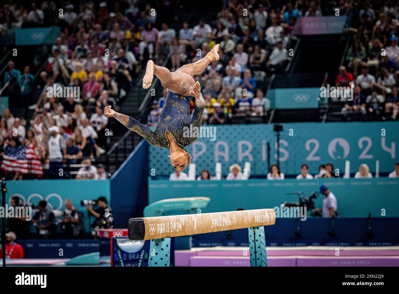 Paris, France. 30th July, 2024. Rebeca Andrade during her routine on ...