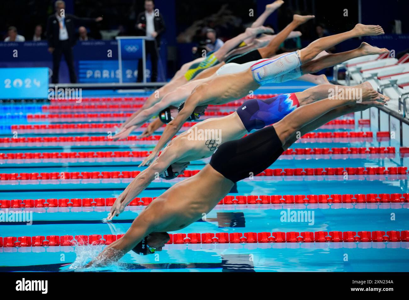 Swimmers start in the men's 800-meter freestyle final at the 2024 ...