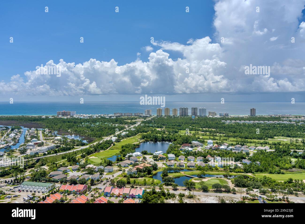 Aerial view of the beach at Perdido Key, Florida in July Stock Photo ...