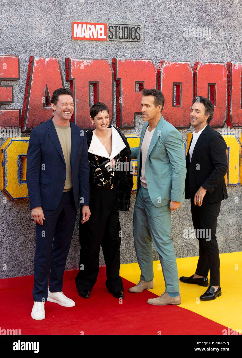 Hugh Jackman, Emma Corrin, Ryan Reynoldsand Shawn Levy attending the ...