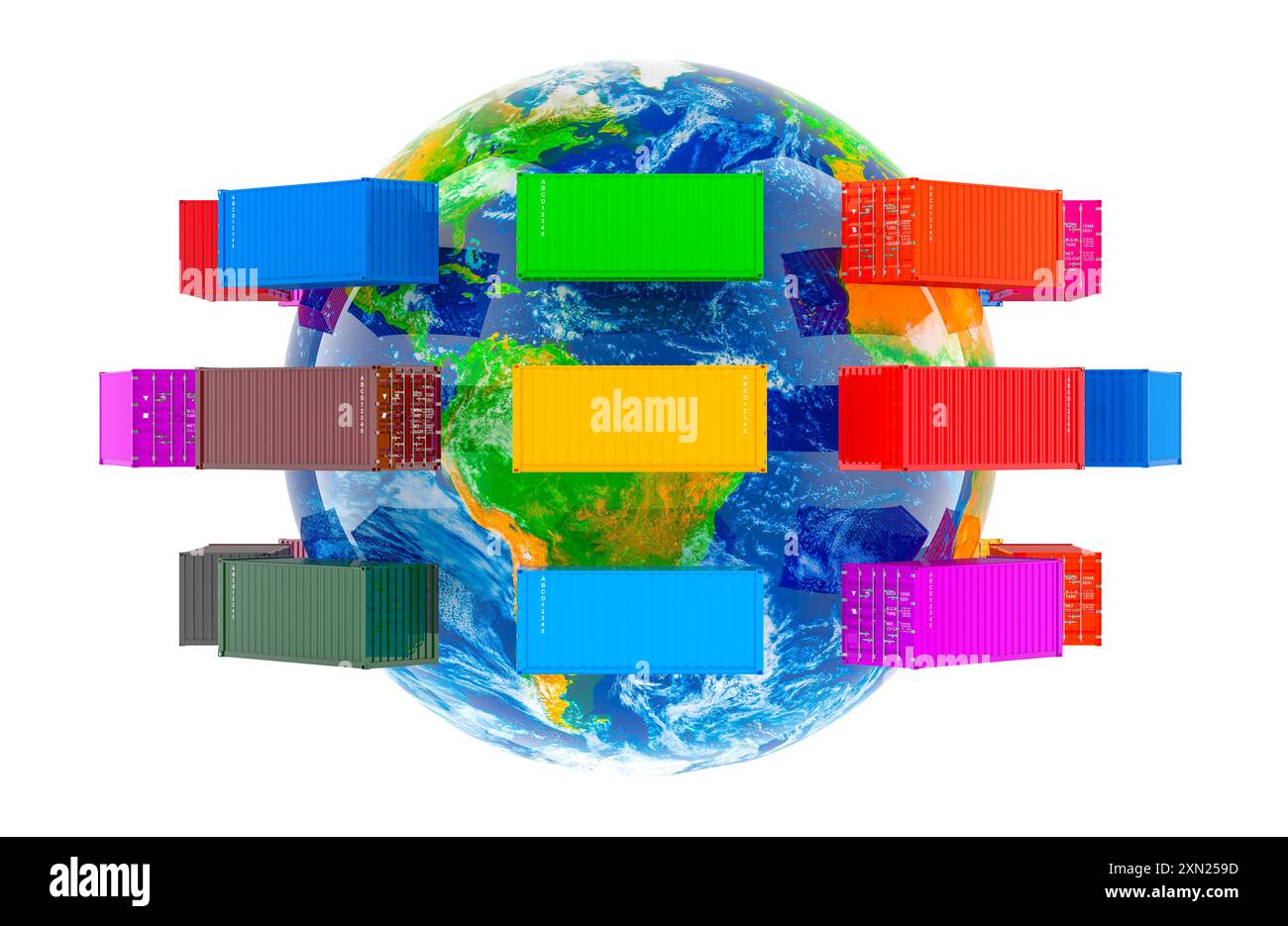 Cargo Containers around the Earth Globe. Global cargo shipping and ...
