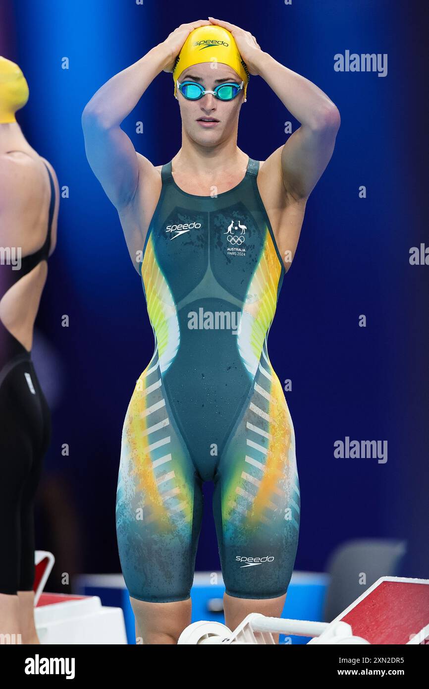 Paris, France, 30 July, 2024. Kaylee Mckeown of Australia adjusts her ...