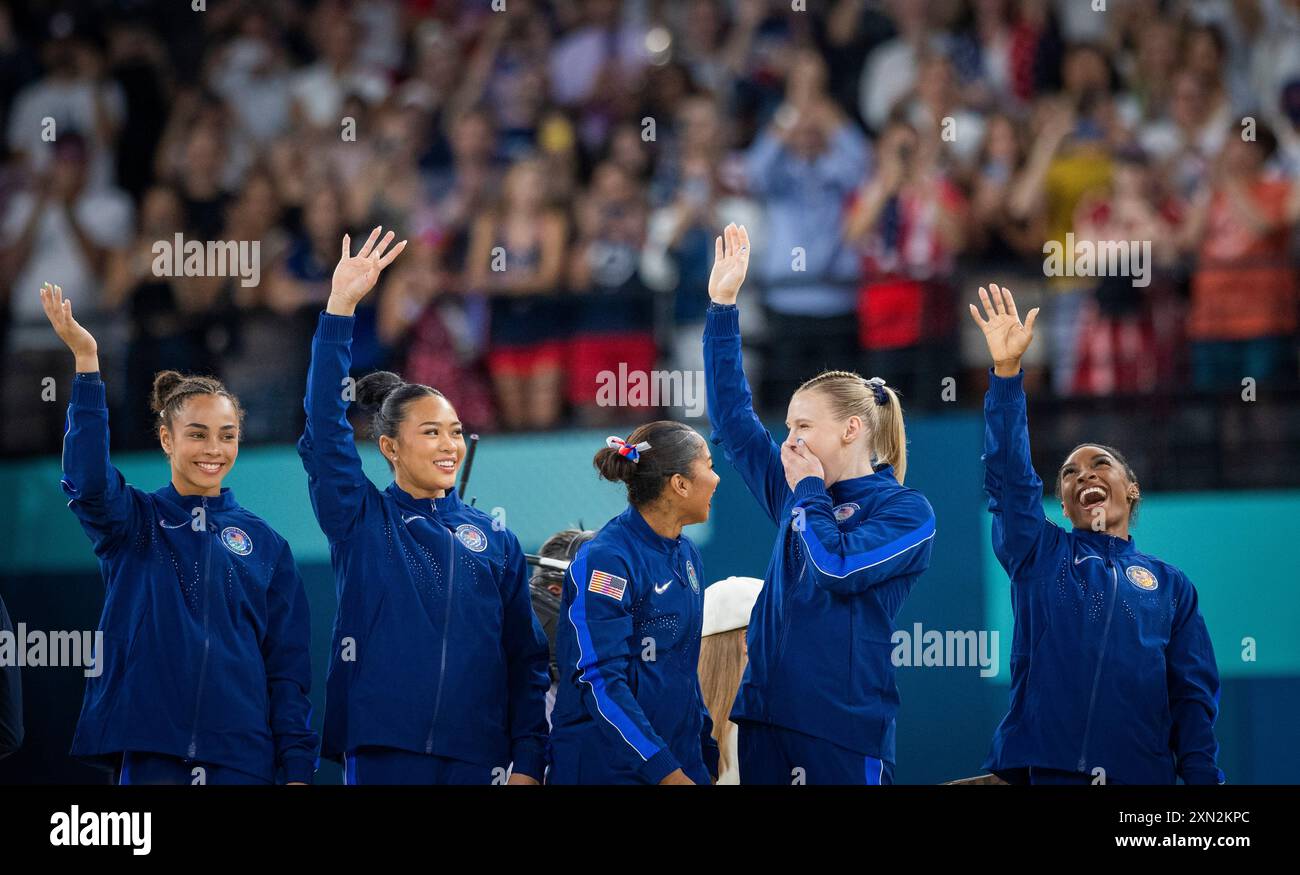 Paris, France. 30th Jul 2024. Hezly Rivera, Sunisa Lee, Jordan Chiles ...