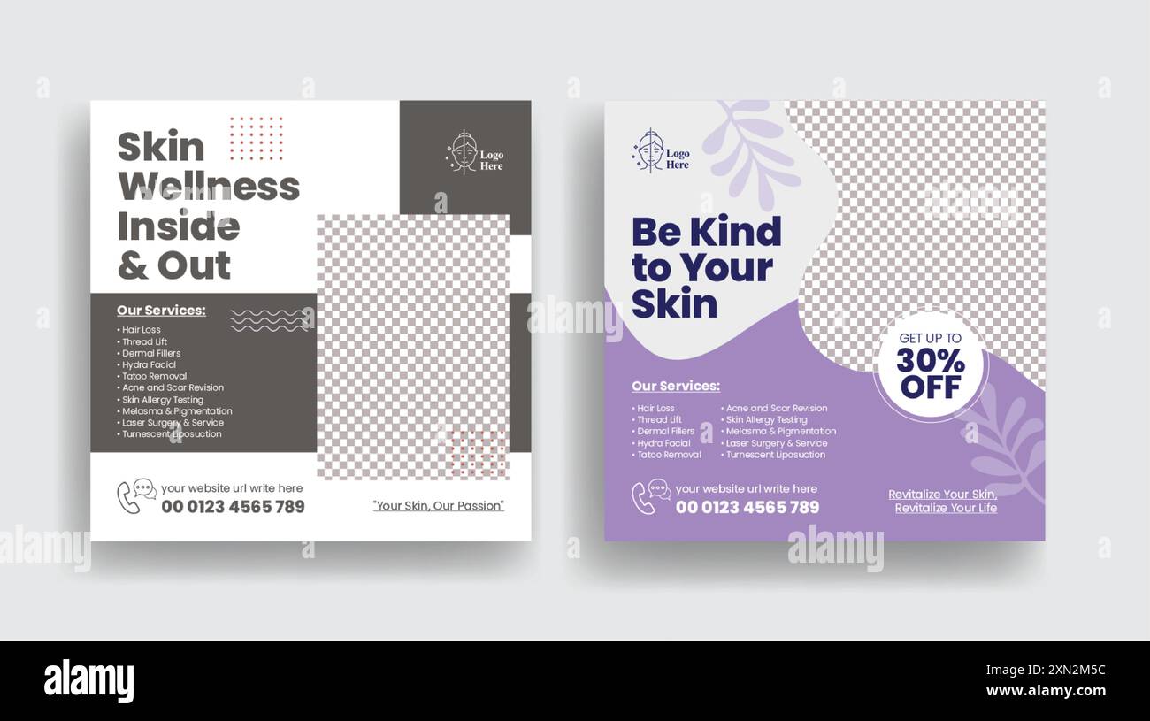 Dermatology service clinic social media post, banner, ads, Skincare ...