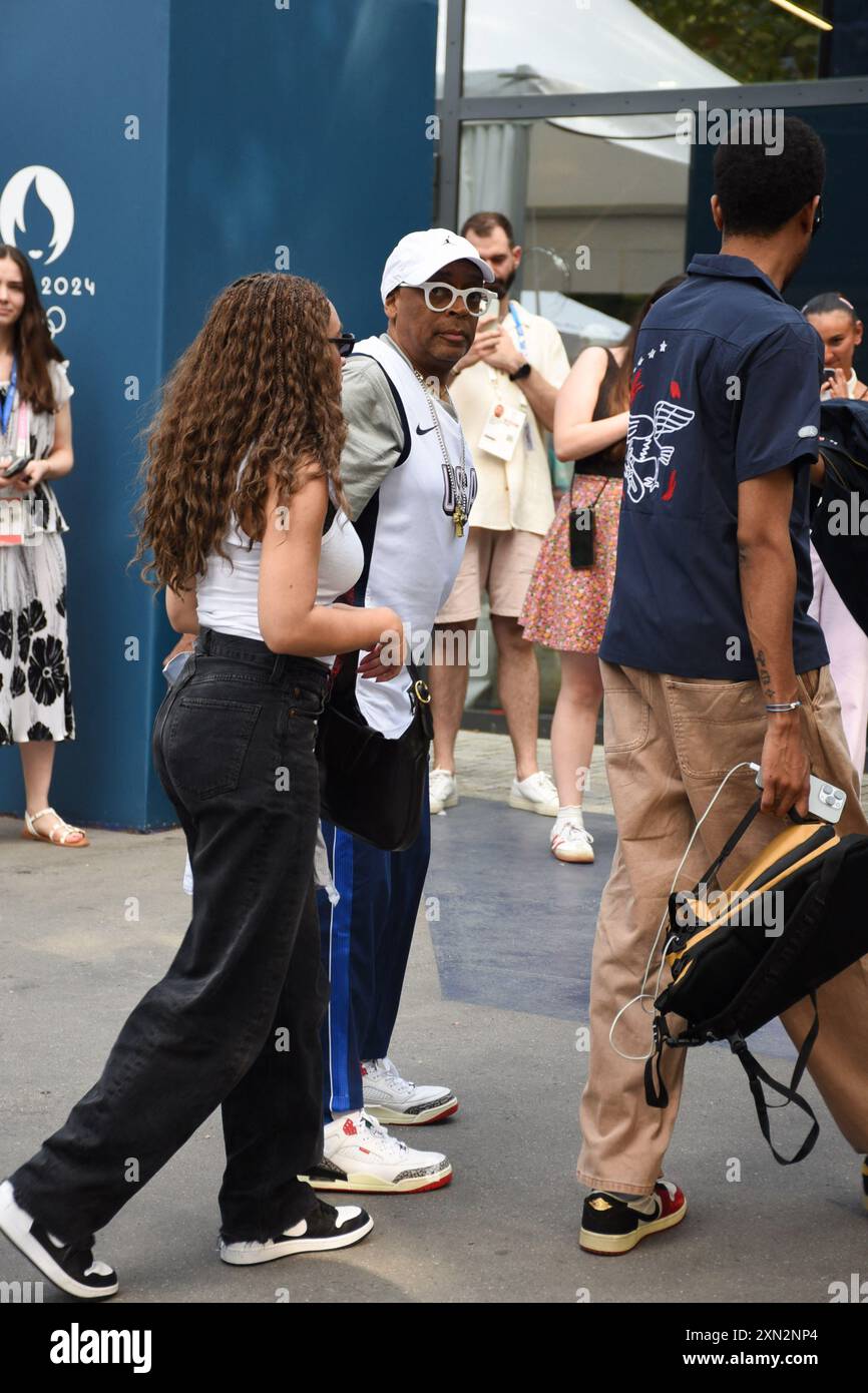 Spike Lee and family arrives at Bercy Arena to attend the final of the ...
