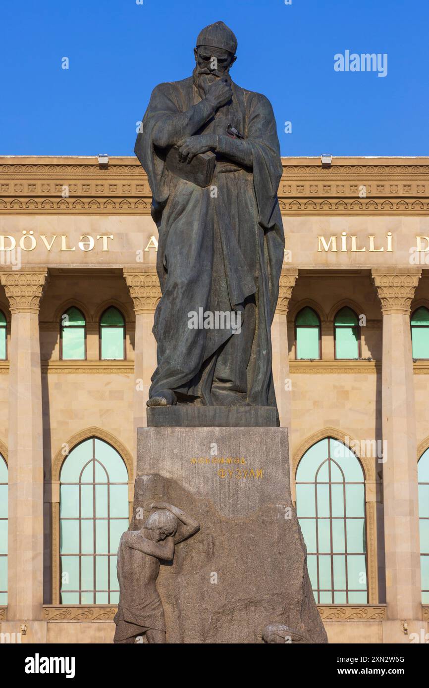 Monument to the 16th century Azerbaijani poet Muhammad bin Suleyman ...