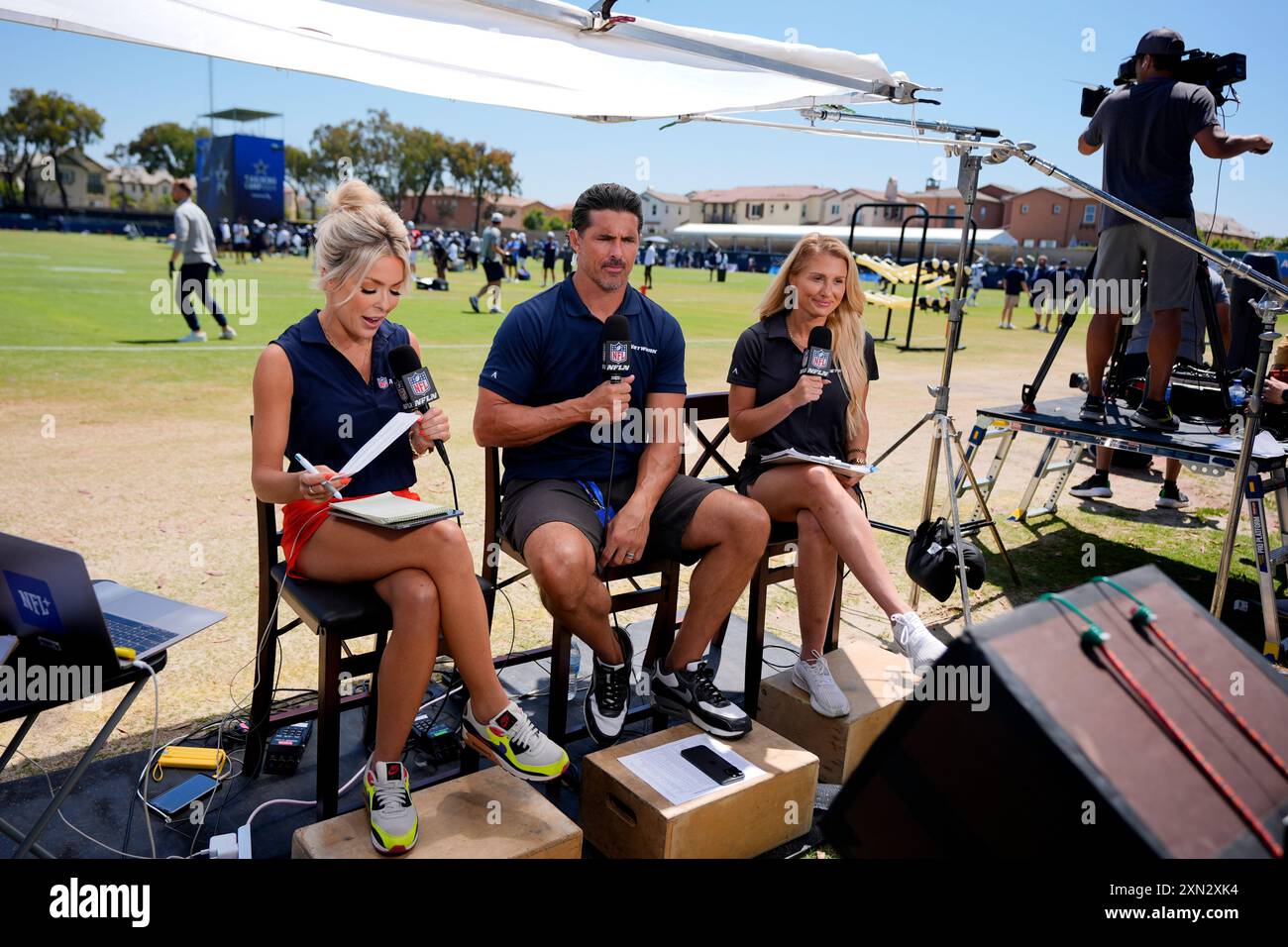 From left, NFL Network host Colleen Wolfe, analyst David Carr, and ...