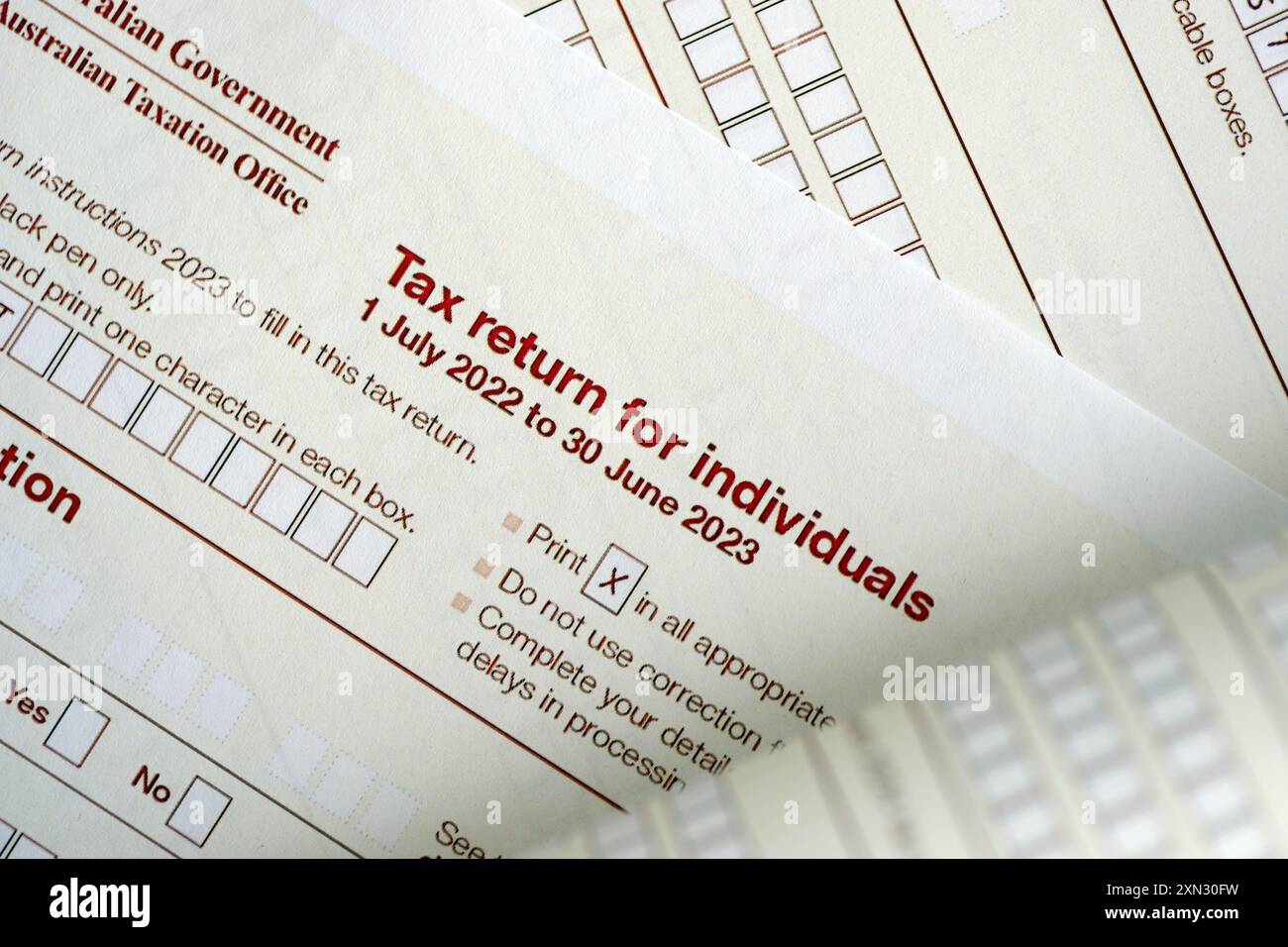 KYIV, UKRAINE - JULY 10, 2024 Australian Tax Return for individuals ...