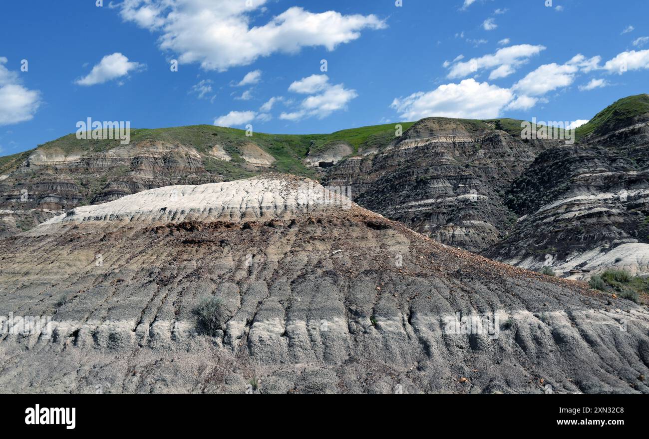 A view of the Badlands landscape geography near Drumheller, Alberta ...