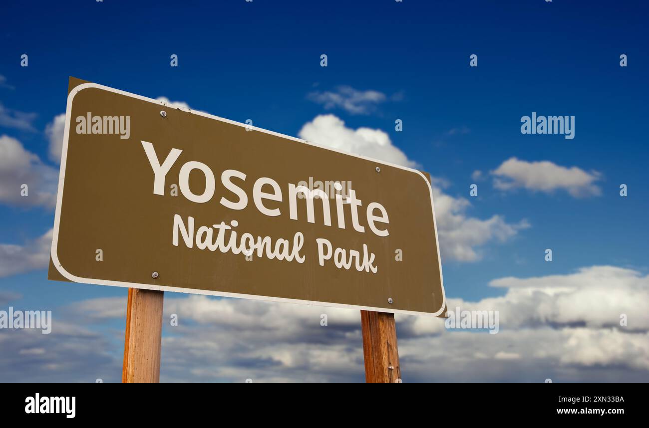 Yosemite National Park (California) Road Sign Against Blue Sky and ...