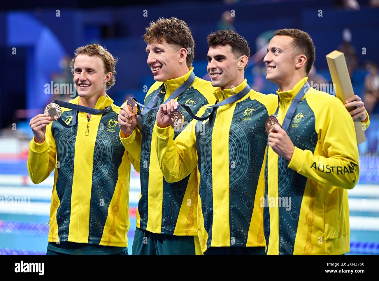 Paris, France. 30th July, 2024. Bronze medalists team Australia pose for pictures after the ...