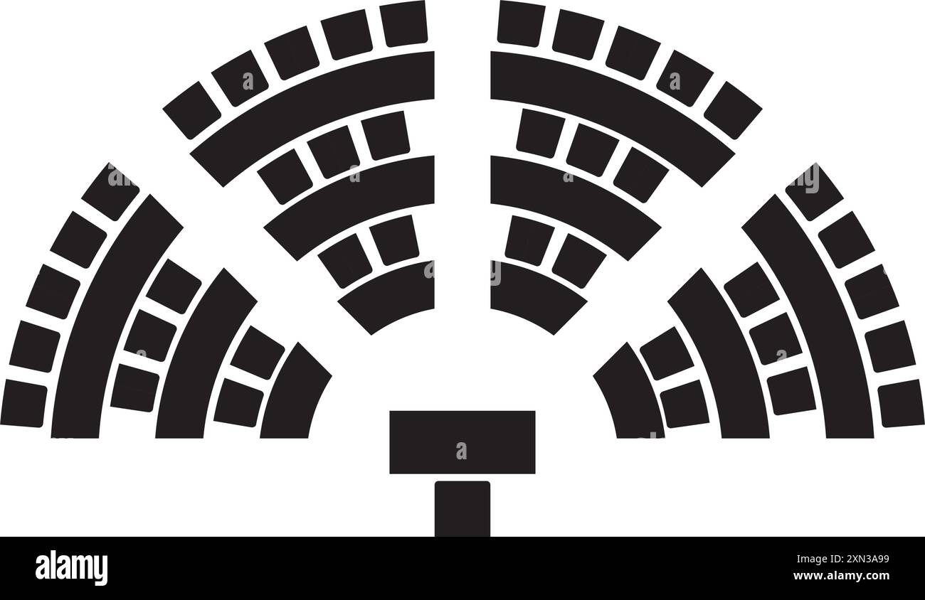 Auditorium seatings plan in half circle arrangment. Schematic diagram ...