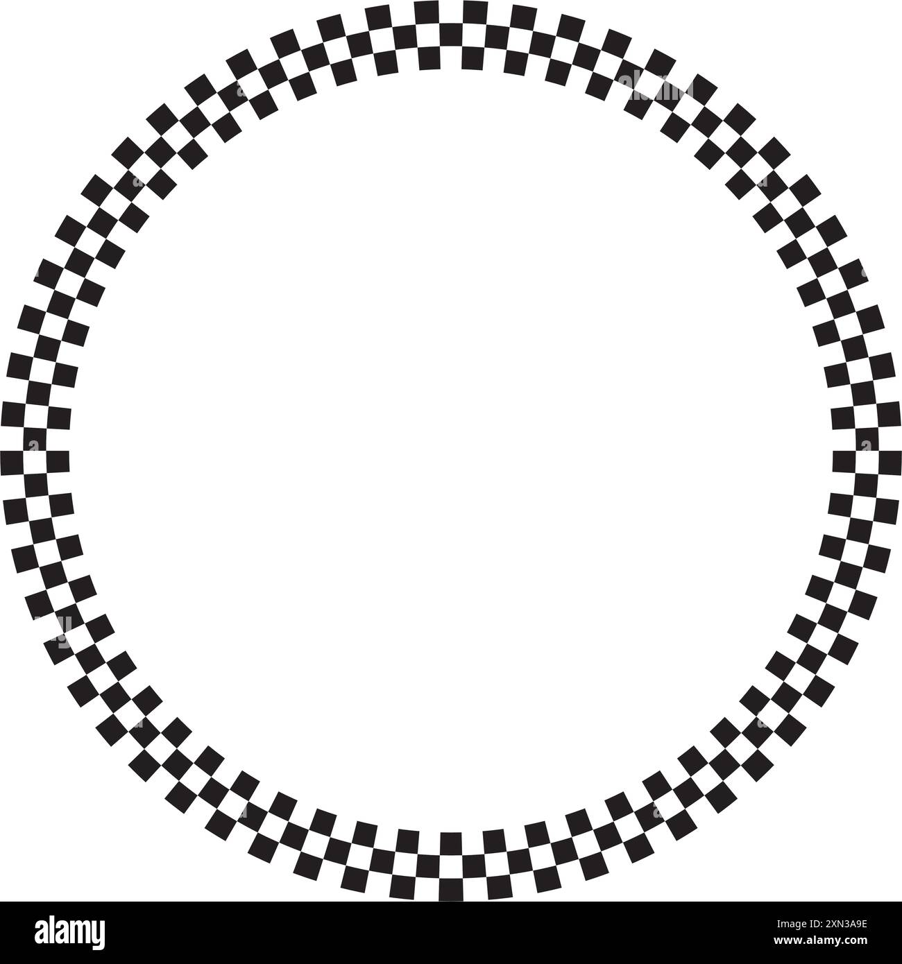 Round frame with black and white checkered print. Circle shape with ...
