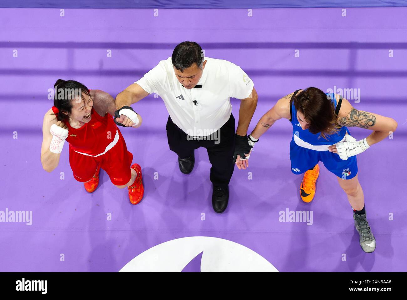 Paris, France. 30th July, 2024. Xu Zichun of China (L) celebrates her ...