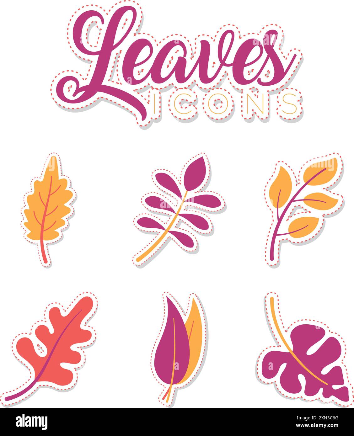Autumn leaves stickers icons set Vector Stock Vector Image & Art - Alamy