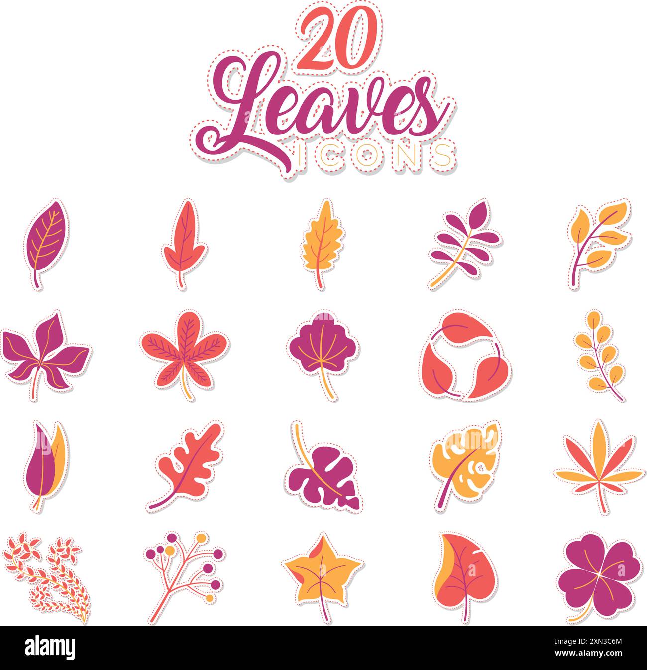 Autumn leaves stickers icons set Vector Stock Vector Image & Art - Alamy