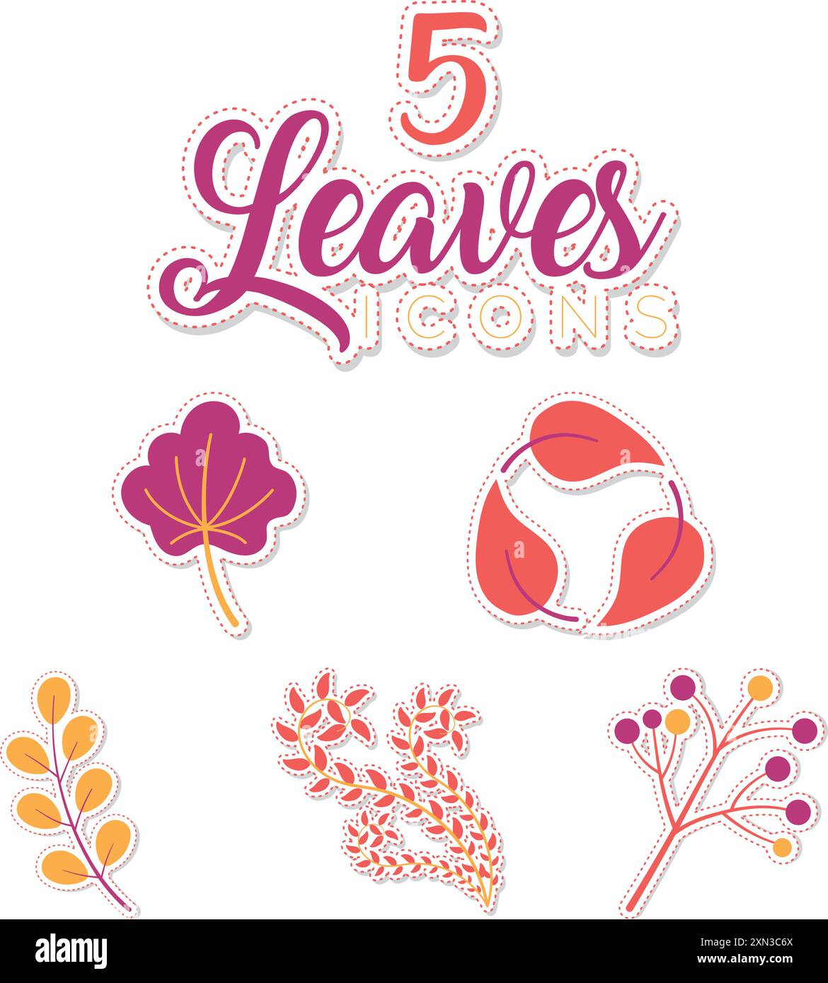 Autumn leaves stickers icons set Vector Stock Vector Image & Art - Alamy