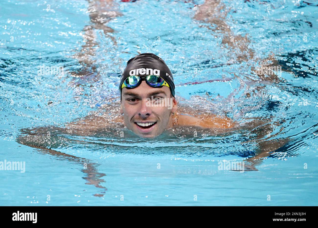 Paris, France. 30th July, 2024. Gregorio Paltrinieri of Italy reacts ...