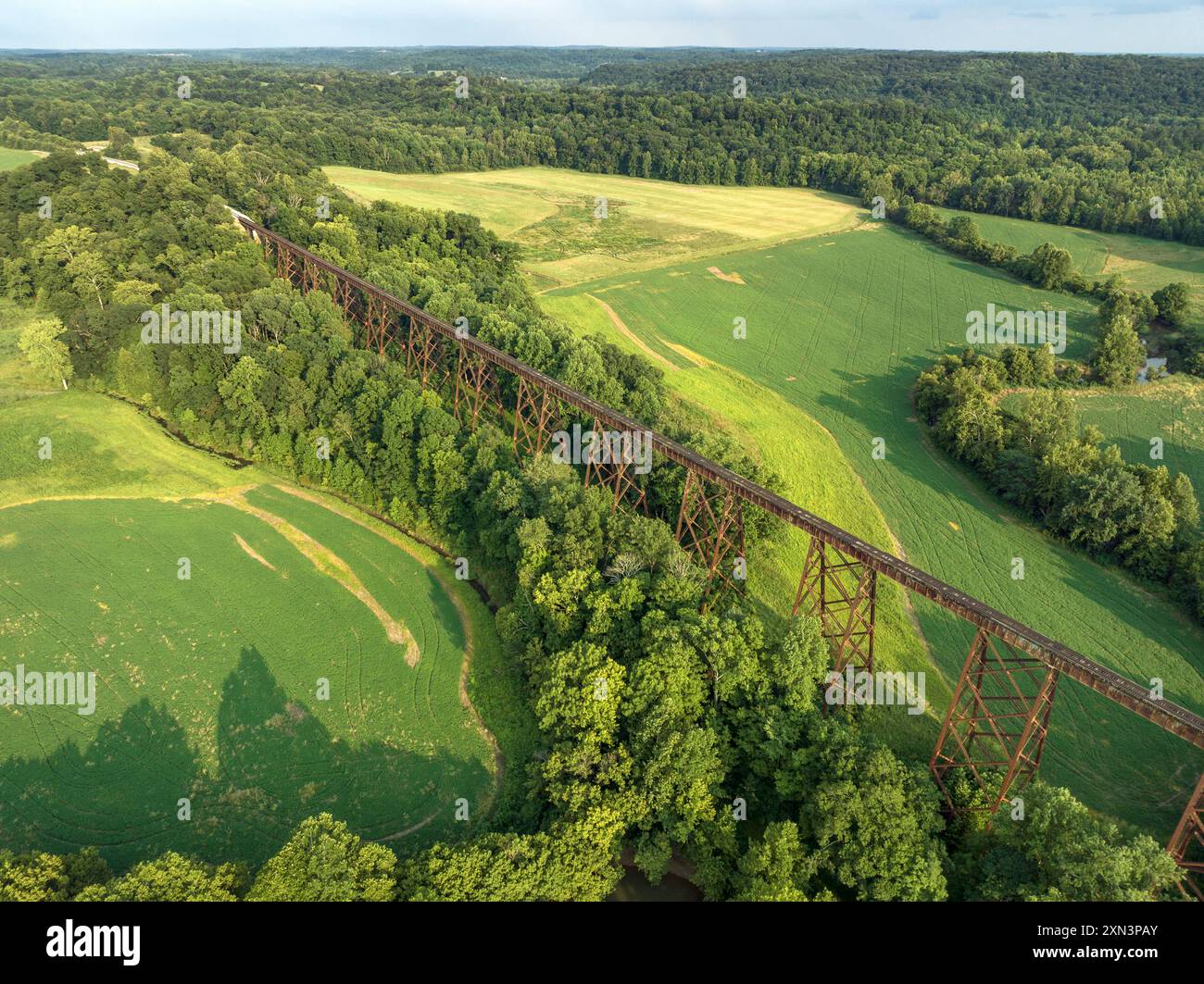 Aerial view of the Tulip Trestle in southern Indiana. At the time of ...