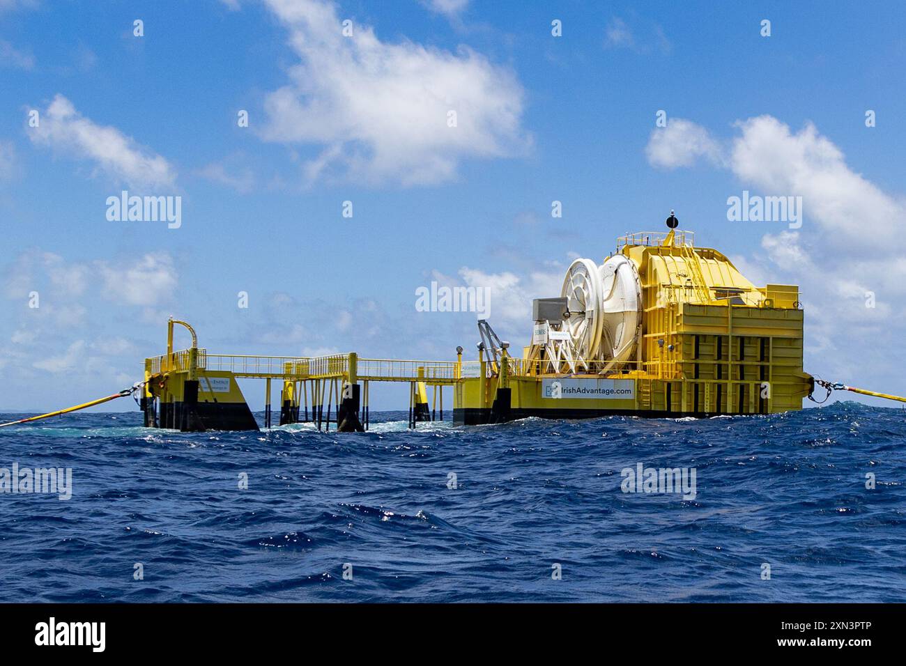 An OceanEnergy-35 (OE-35) wave energy converter (WEC) is deployed at ...