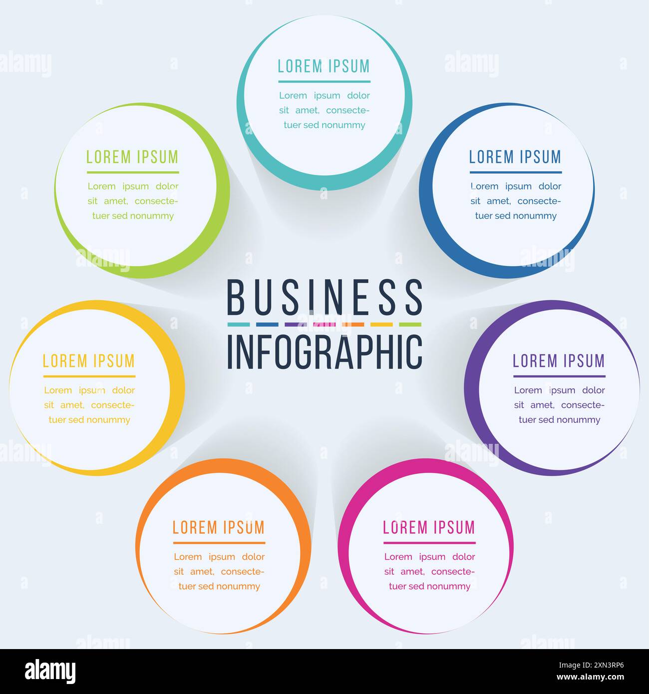 Circle Infographic design 7 steps, objects, elements or options ...