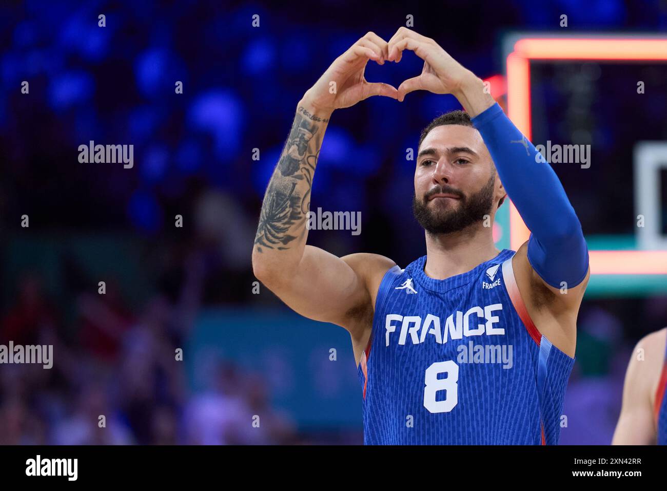 Lille, France. 30th July, 2024. Isaia Cordinier of France celebrates ...