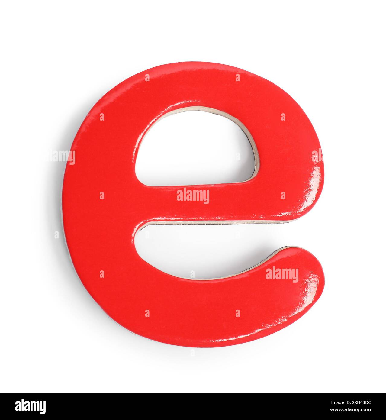 Red magnetic letter E isolated on white, top view. Alphabet Stock Photo - Alamy